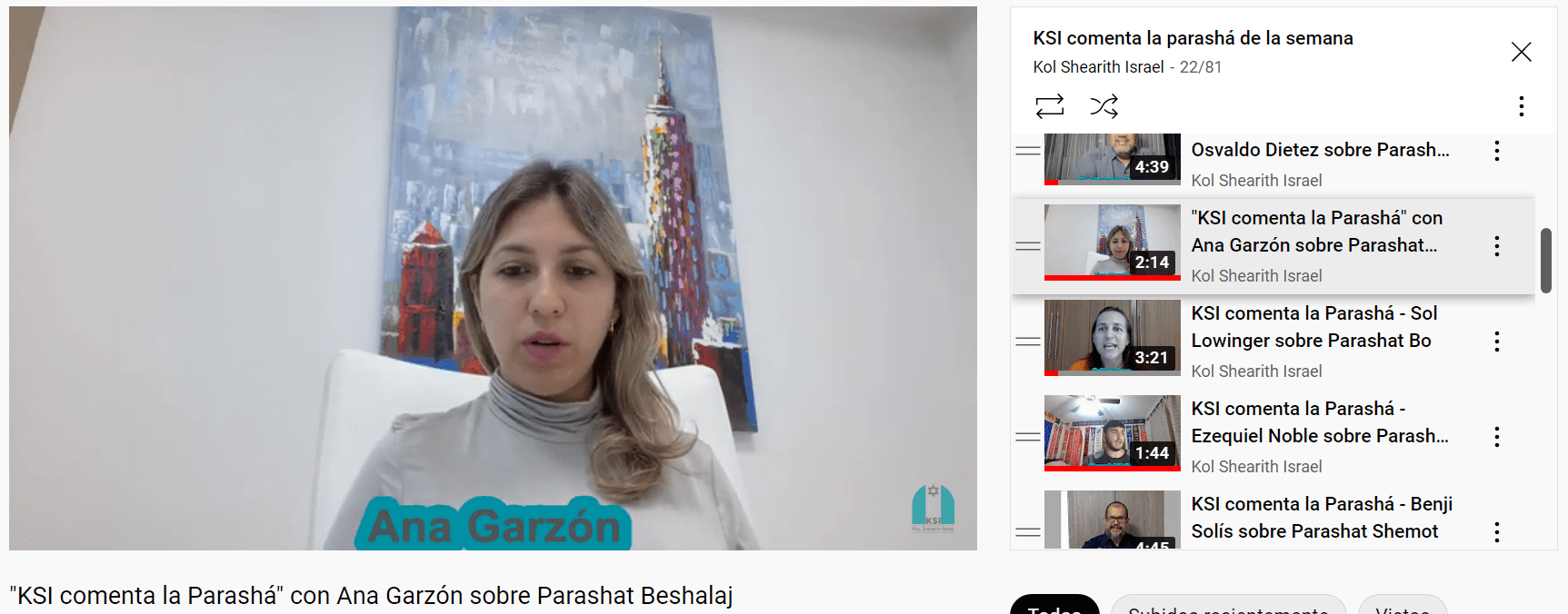 KSI comenta la parashá con Ana Garzón sobre Parashat Beshalaj ...