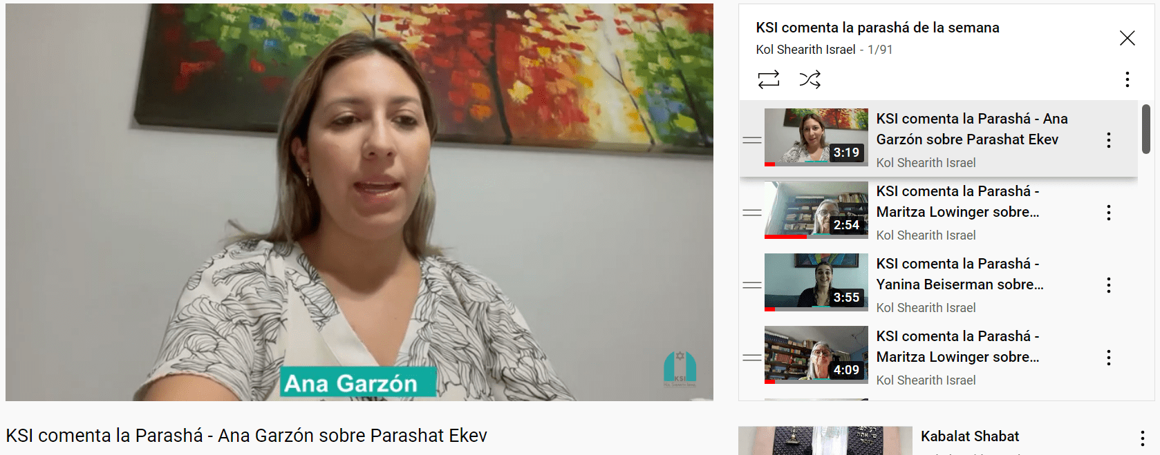 KSI comenta la parashá con Ana Garzón sobre Parashat Ekev ...